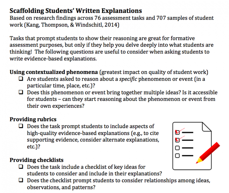 Scaffolding Students’ Written Explanations | AST